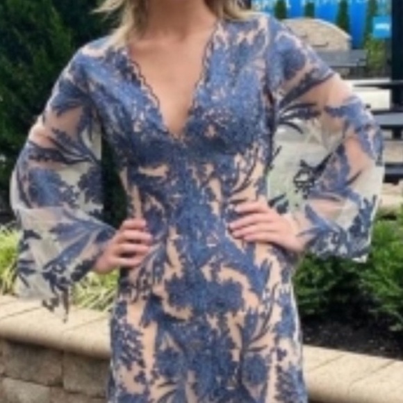 Jovani | Dresses | Jovani 0752 Mother Of The Bride Dress Gown Blue Lace ...